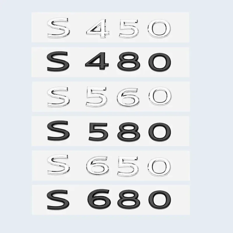 New Glossy Black Chrome Letters S480 S580 S680 V12 Emblem for Benz ...