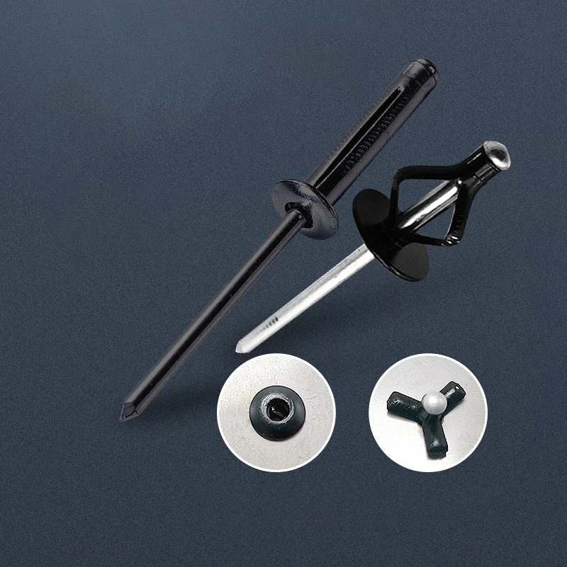 50pcs Black Folding Blind Rivet Aluminium Alloy Rivet Fold Type 3.2mm 4 ...