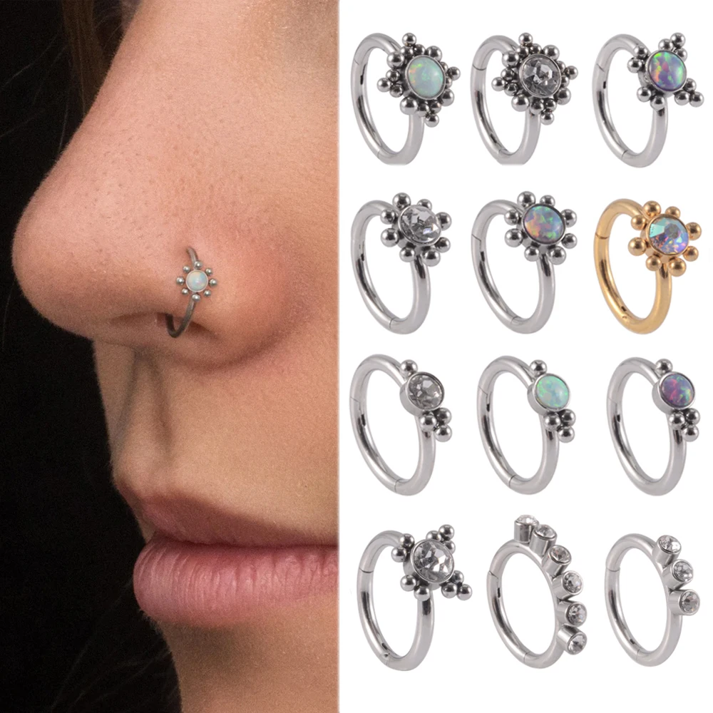 1PC-Stainless-Steel-Septum-Clicker-Hoop-Ring-Opal-Cluster-Ear-Tragus ...