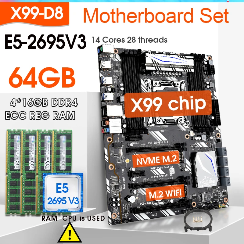 JINGSHA-X99-D8-Motherboard-Set-with-Xeon-E5-2695-V3-LGA2011-3-CPU-4pcs ...