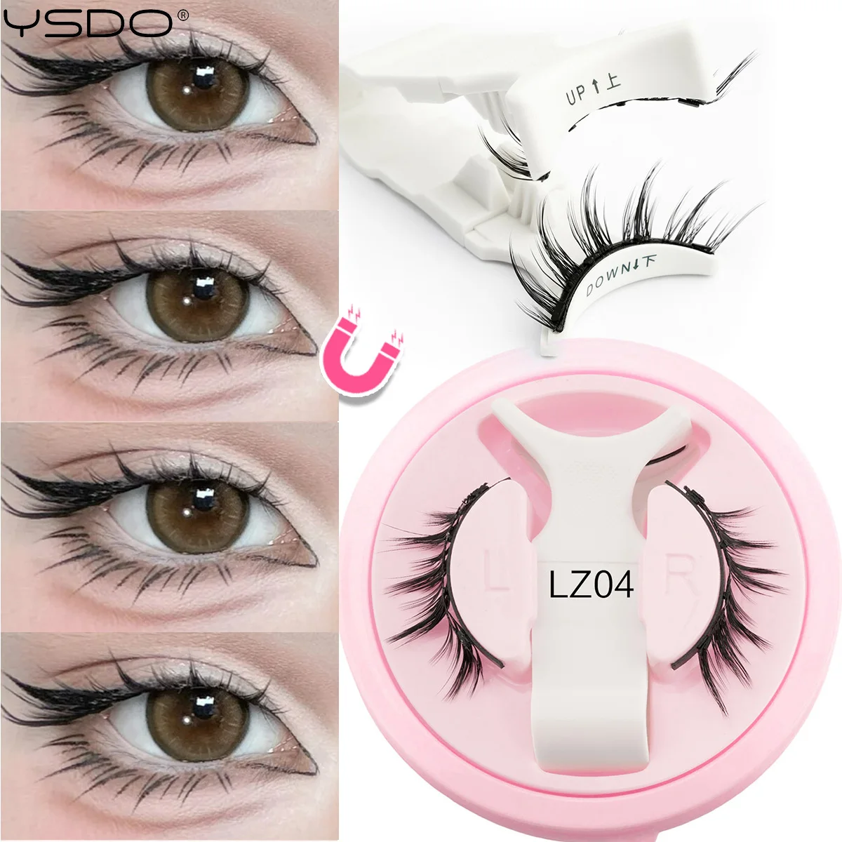 YSDO 1Pair Glue-free Magnetic Eyelashes Natural 3D Mink Eyelashes 2025 ...