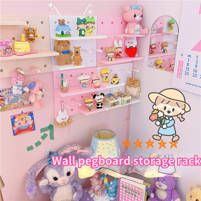 Ins Wall Hole Board Korean Decor Wall Pegboard Storage Rack Blind Box ...