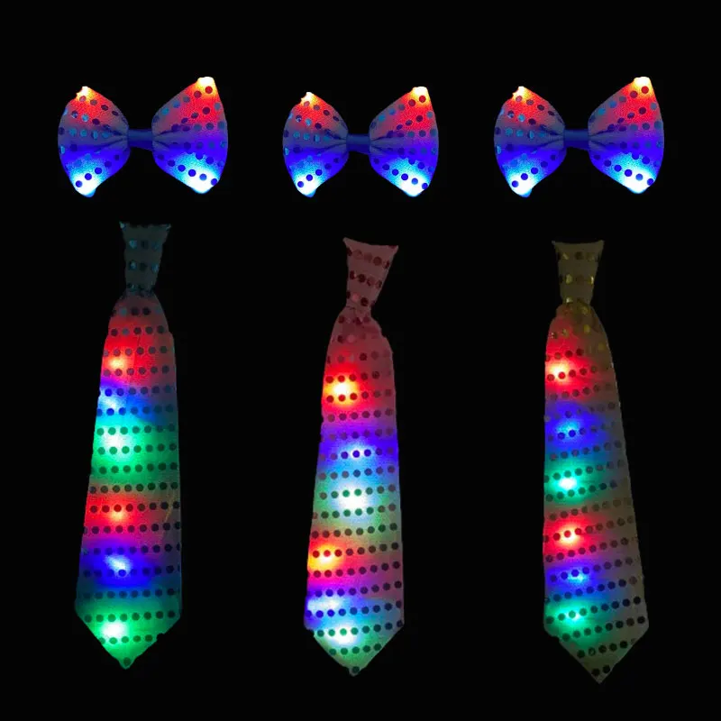 10-30-50Pcs-LED-Bowtie-Flashing-Light-Up-Sequin-Necktie-LED-Bow-Tie ...