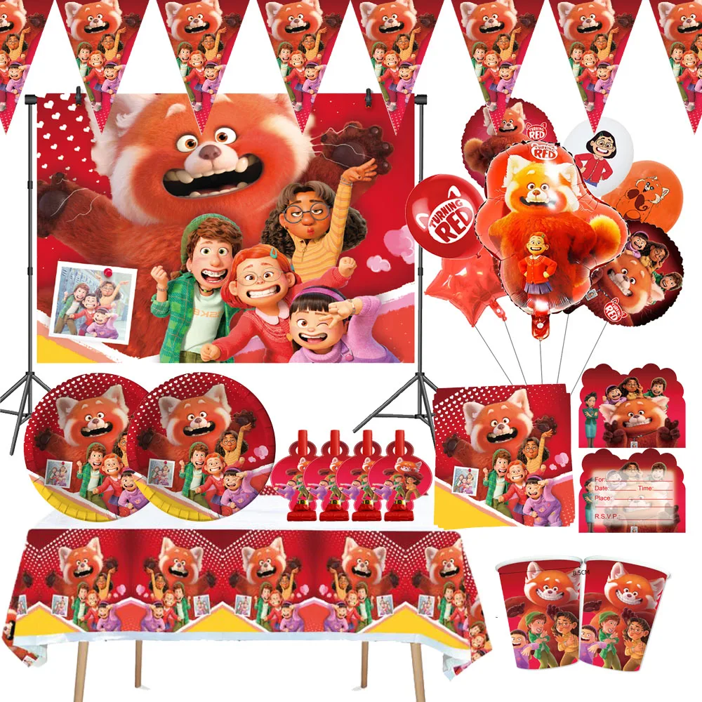Disney-Turning-Red-Birthday-Party-Decoration-Disposable-Tableware-Paper ...