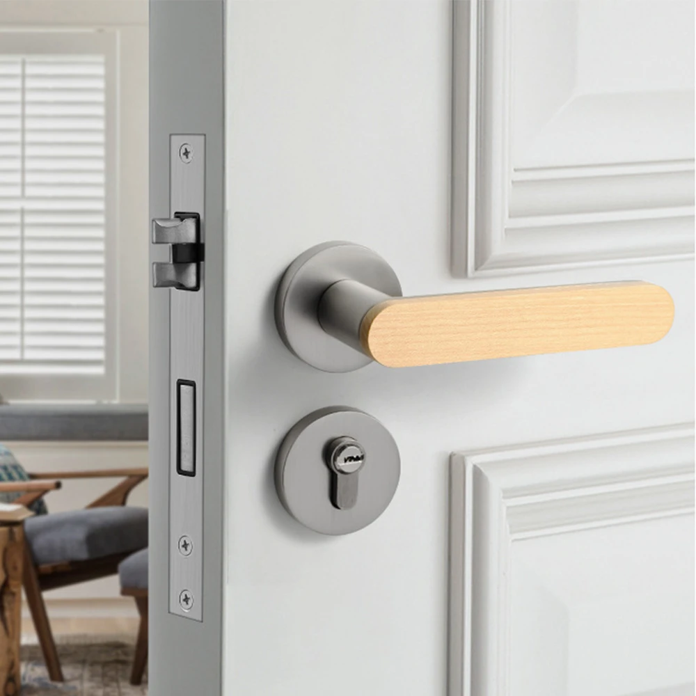 Zinc-Alloy-Wood-Grain-Indoor-Mute-Door-Locks-Bedroom-Security-Door ...