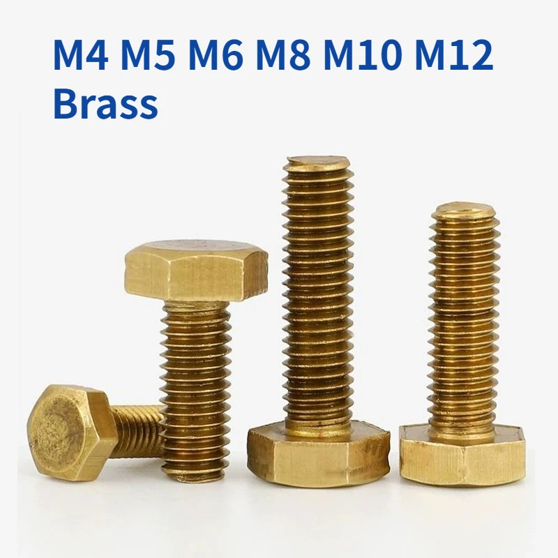 M4-M5-M6-M8-M10-M12-Brass-Full-Thread-External-Hex-Hexagon-Screw-Copper ...