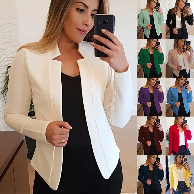 Blazer-fino-manga-comprida-aberto-ponto-feminino-blazer-preto-feminino-blazers-femininos-outono ...