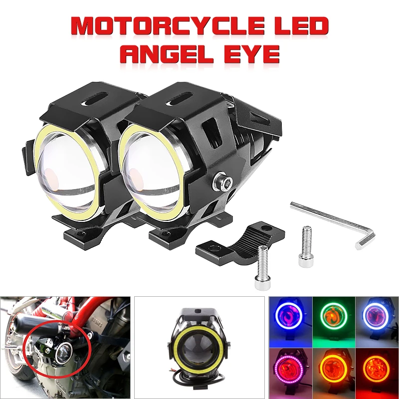 LED Auxiliary Motorcycle Driving Lamp Angel Eye Motorcycle Headlight ...