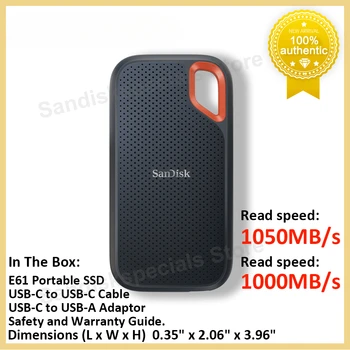 SanDisk Portable SSD E30 E61 E81 Hard Drive Type-C USB3.2 Gen 2 Original External Solid State ...