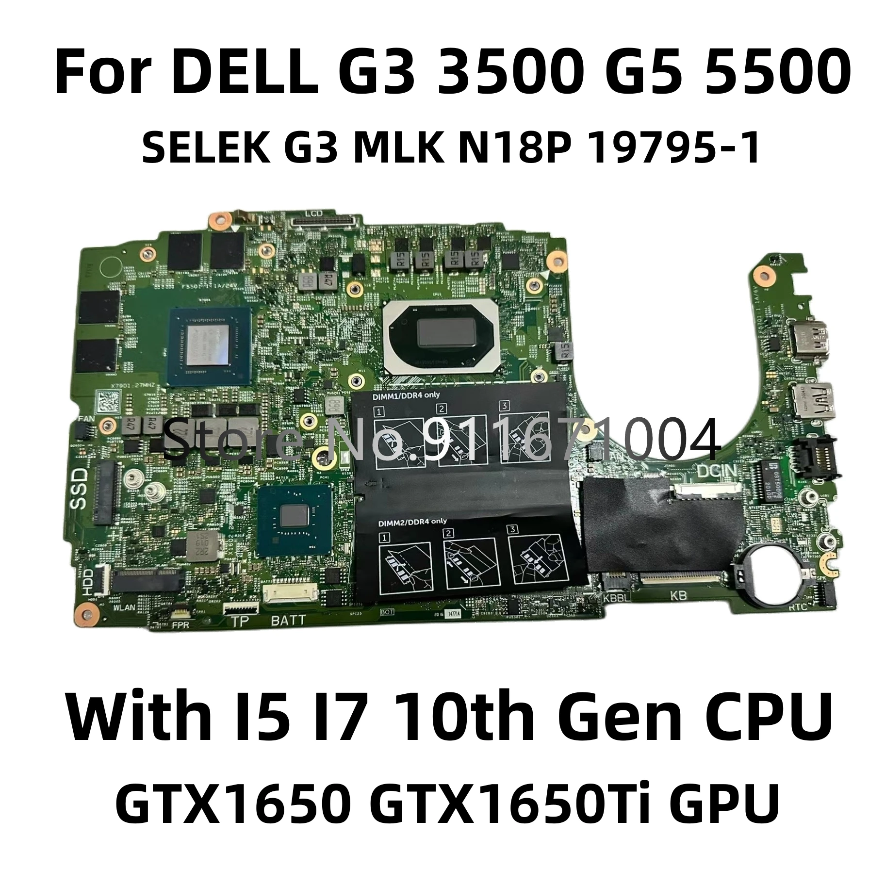For-DELL-G3-3500-G5-5500-Laptop-motherboard-19795-1-028HKV-0D1G65 ...