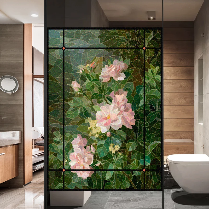 Window-Film-Privacy-Flower-Opaque-Non-Adhesive-Decorative-Glass ...