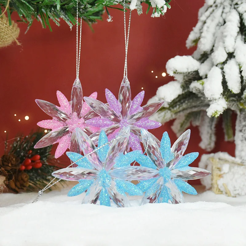 2pcs-Christmas-Snowflake-Winter-Party-Blue-Purple-Pink-Crystal-Acrylic ...