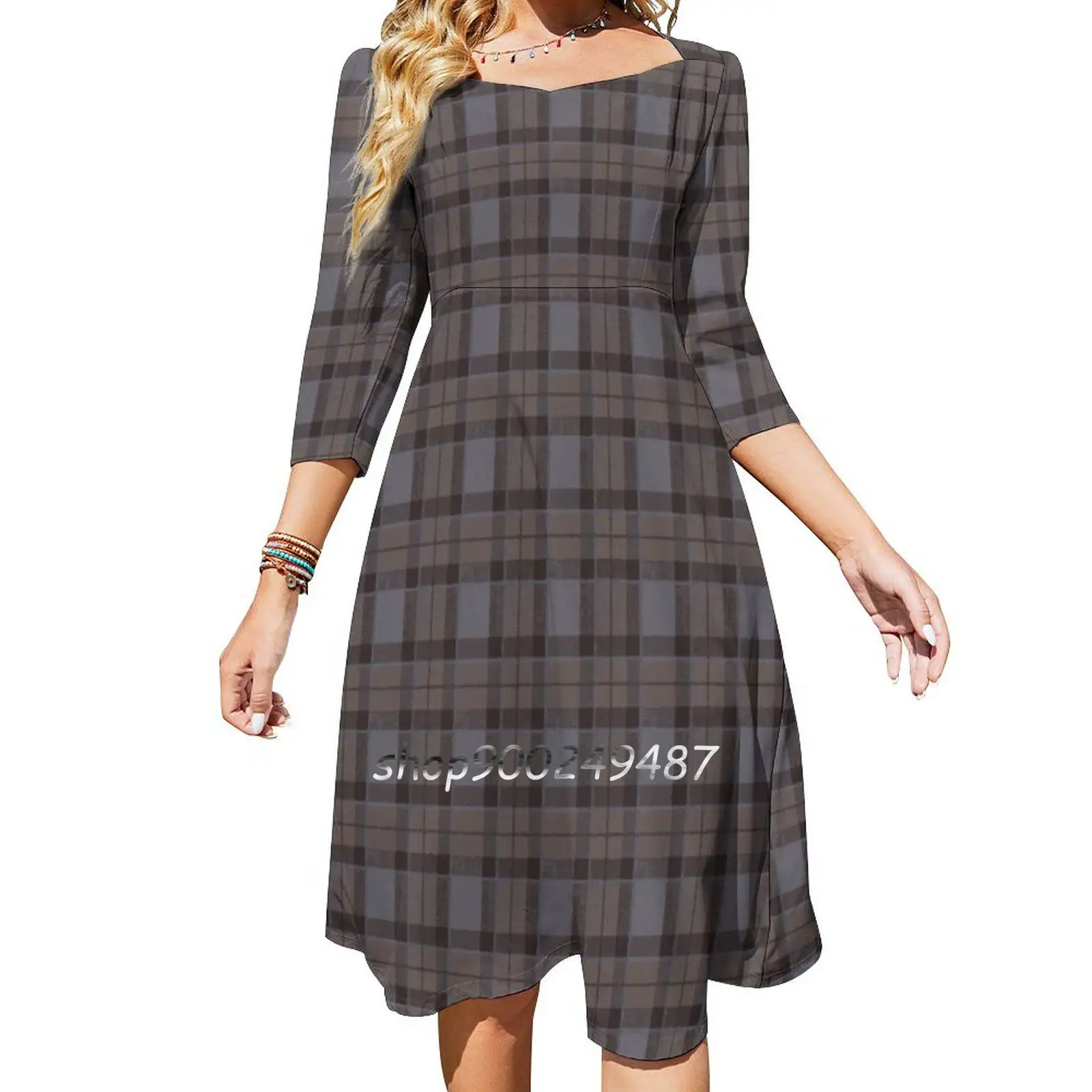Outlander Tartan-Fraser Tartan Sweetheart Knot Flared Dress Fashion ...