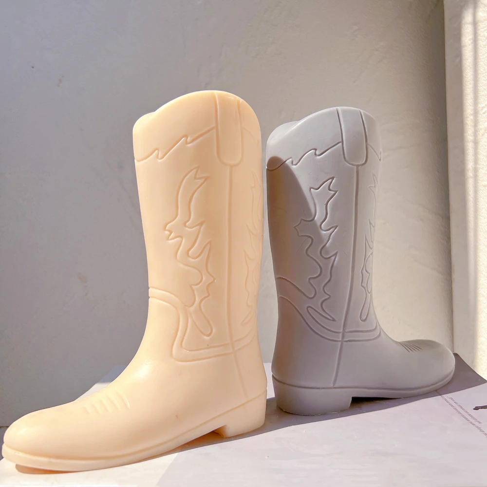 Cowboy Style Boot Silicone Candle Mold Shoes Soy Wax Mould Boots ...