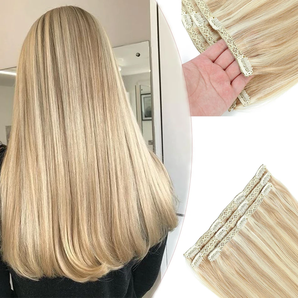 Clip In Human Hair Extensions Straight 3Pcs/Set Clip Ins Extensions ...