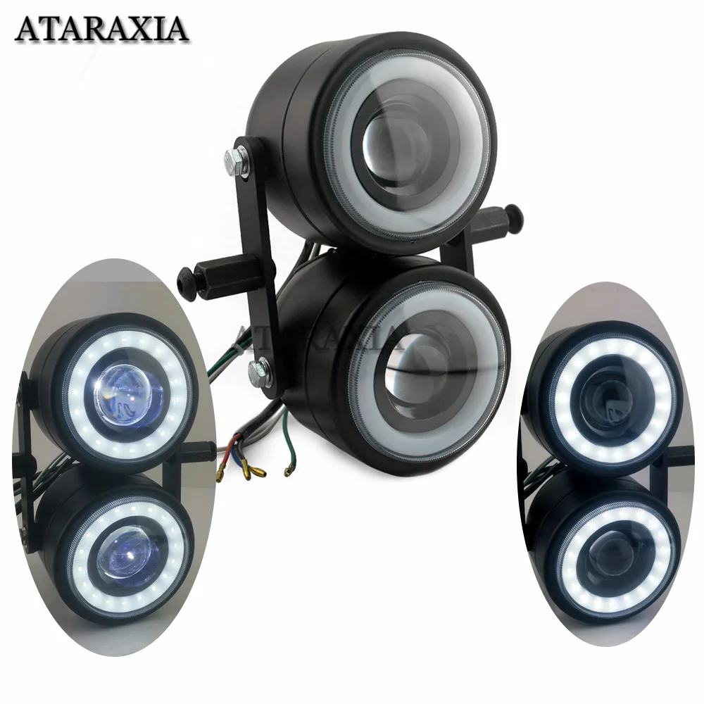 Motorcycle-4-25inch-Twin-Headlight-Double-LED-Headlamp-White-Angle-Halo ...