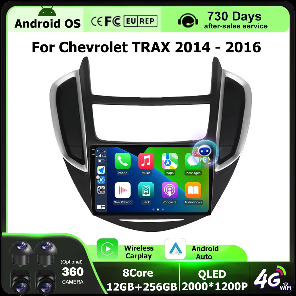 Android 16 Auto Carplay 4G WIFI pour Chevrolet TRAX 2014-2016 autoradio ...