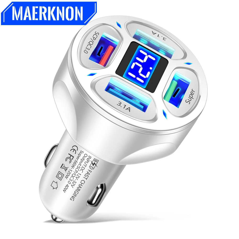 Round-Dual-USB-Car-Charger-Fast-Charging-Type-C-USB-Power-Adapter-For ...