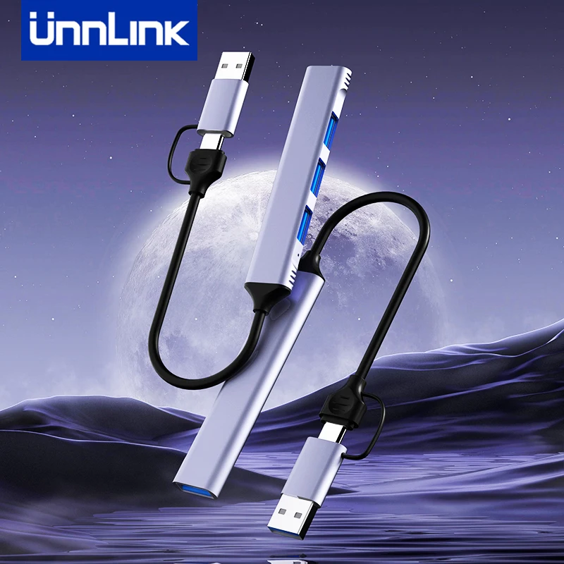 Unnlink USB3.0 C타입 허브 도킹 스테이션, 2.0 PD 전원 공급 장치 어댑터 스플리터, 맥북 프로 에어, 샤오미 ...
