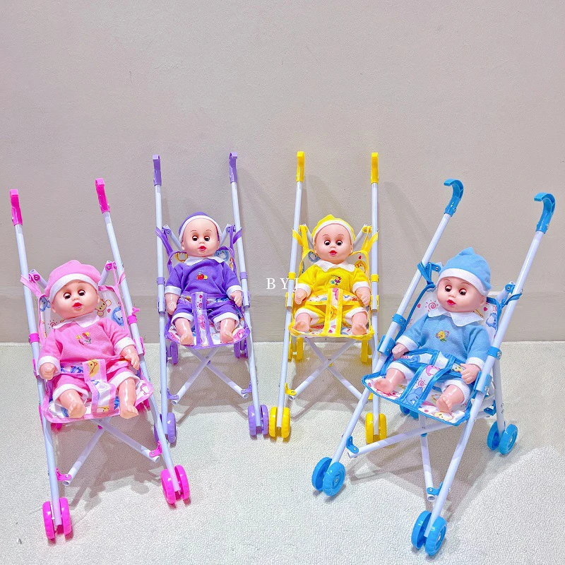 Kids-Play-House-Toy-Simulation-Baby-Stroller-With-Dolls-Set-Cute ...
