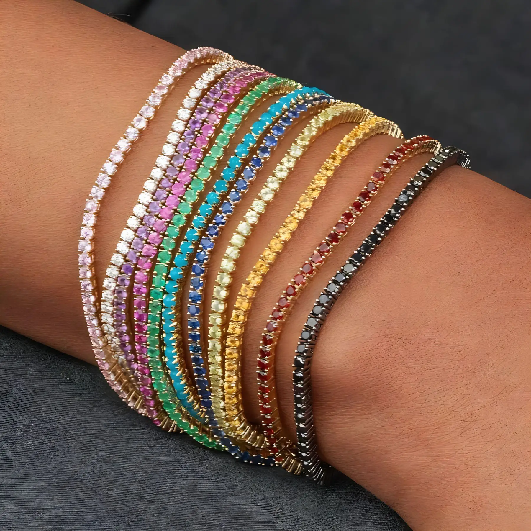 11PCS Fashion Shining Bracelet Stack Exquisite Rhinestone Elasticity ...