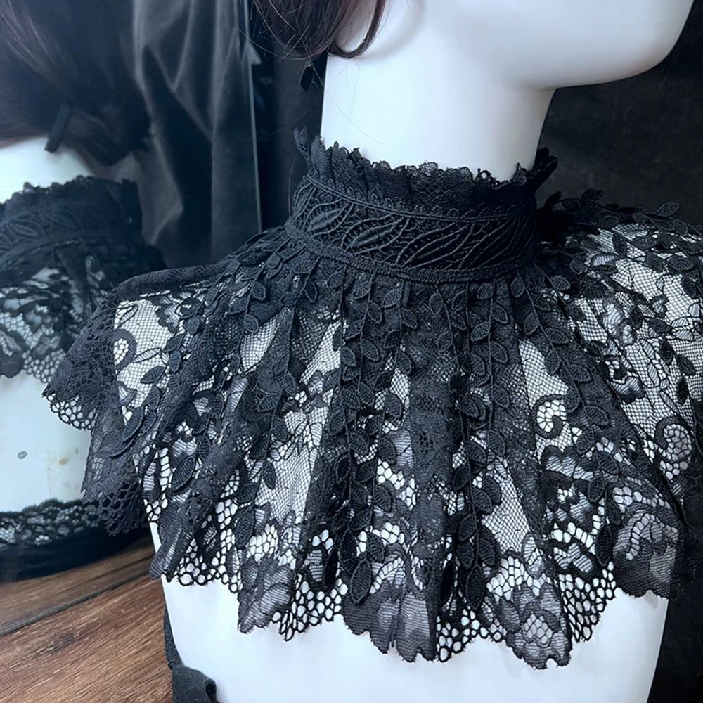 Lace Costume Accessories | Fake Collar | Ties - Black Lace Fake Collar ...