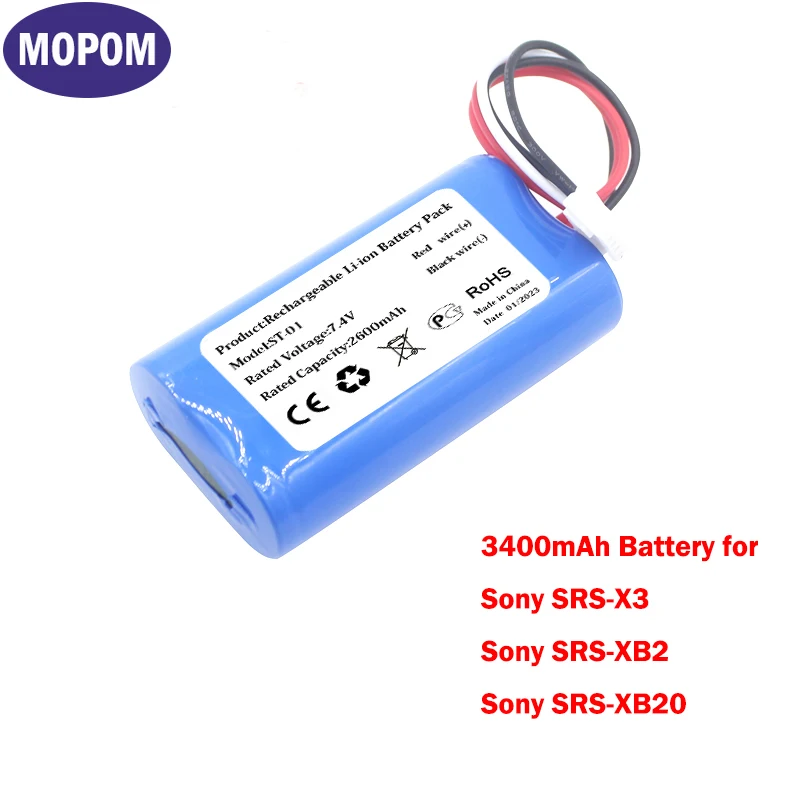Upgrade 3400mAh Speaker Battery ST-01 for Sony SRS-X3,SRS-XB2, SRS-XB20 ...
