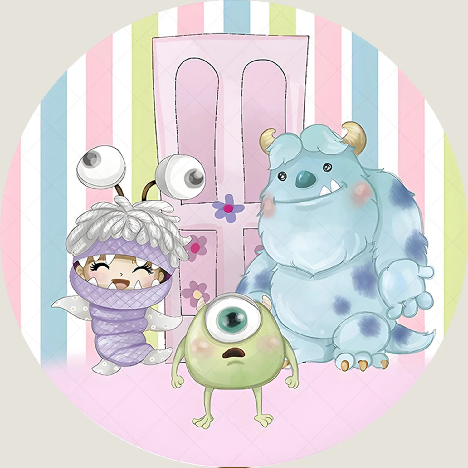 Round Cute Disney Monster University Doll Background Girl Birthday ...
