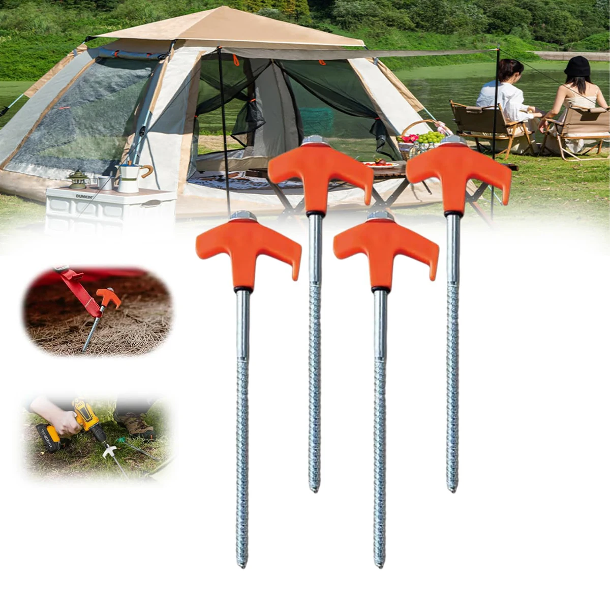 8-200mm-M8-Carbon-Steel-Hexagonal-Glow-in-the-dark-Ground-Pegs-Portable ...