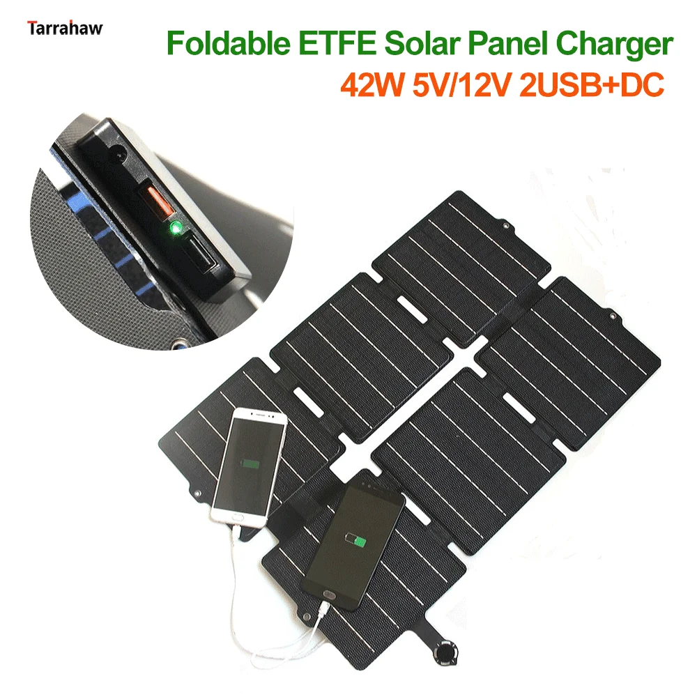 ETFE-42W-Folding-Solar-Panel-Black-12volt-Solar-Cell-DC-USB-Fast-Charge ...