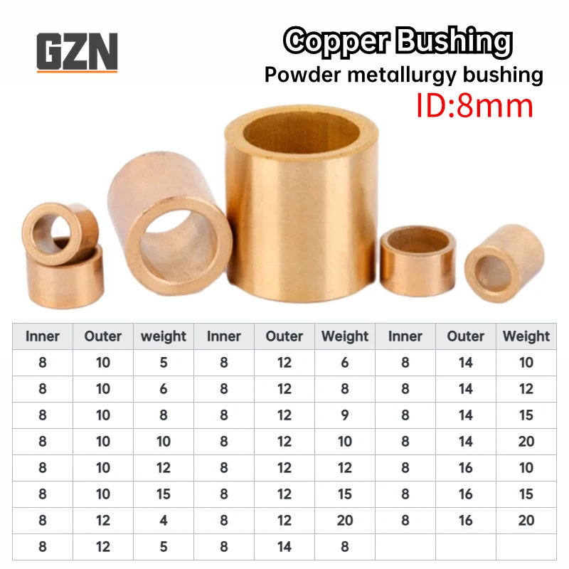 2-5-10PCS-Inner-Diameter-8mm-Brass-Bushing-Powder-Metallurgy-Oil ...
