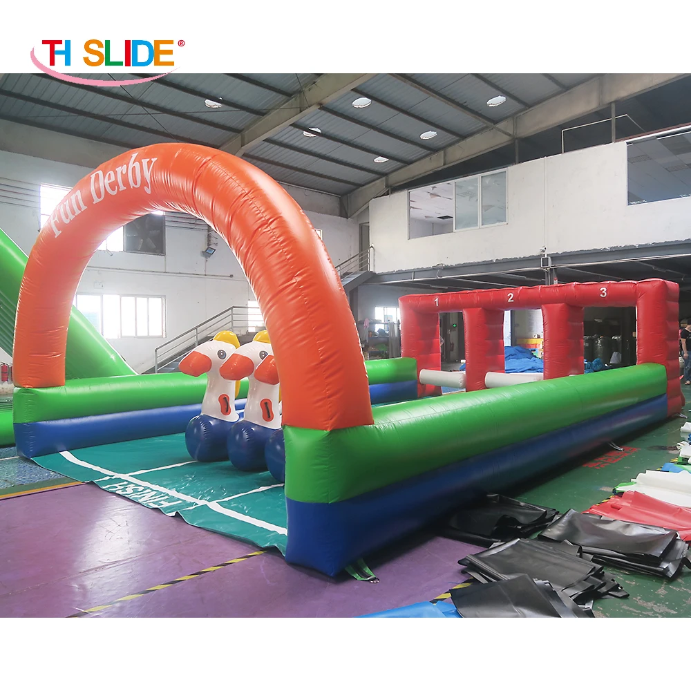 Free Air Ship To Door,3 Lane Inflatable Fun Derby Horse,inflatable Race ...