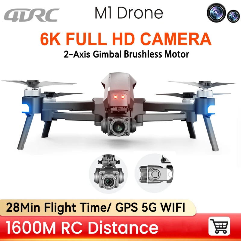4DRC M1 Pro Drone profissional com 4K HD mecânica, 2 eixos cardan câmera, 5G, WiFi, sistema de ...