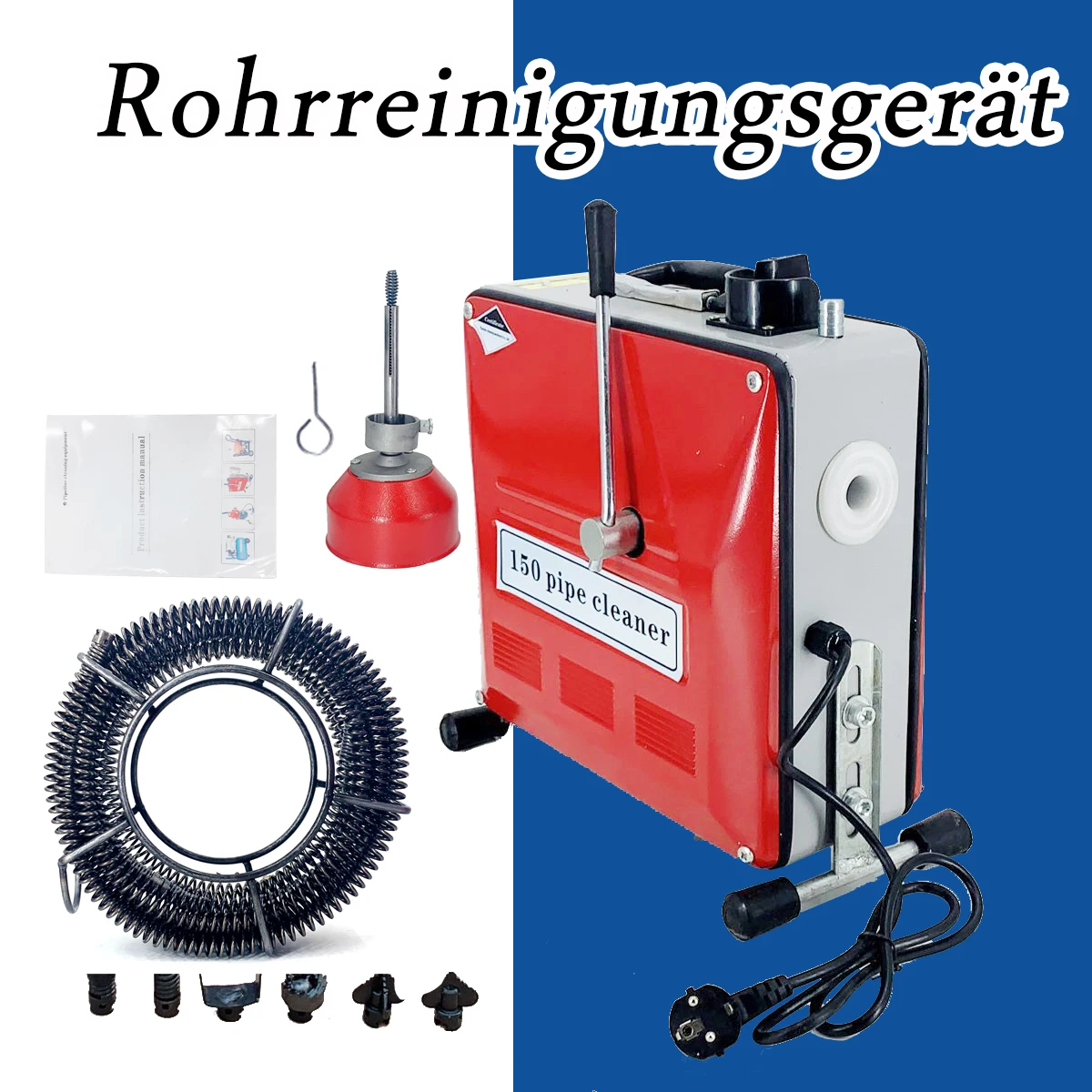 900W Pipe Dredging Machine Automatic Electric Pipe Dredge Drain Clean ...