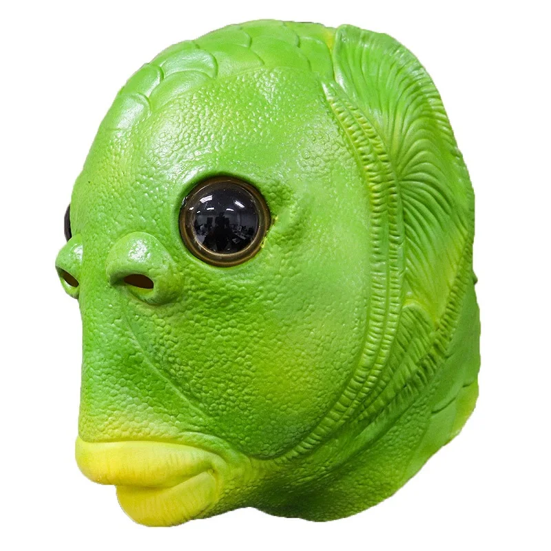 Unisex-Halloween-Green-Fish-Head-Mask-Men-Carnival-Cosplay-Costume ...