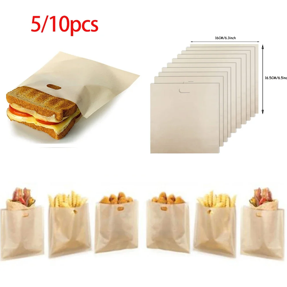 5/10pcs Reusable Toaster Bag Non Stick Bread Bag Sandwich Bags ...