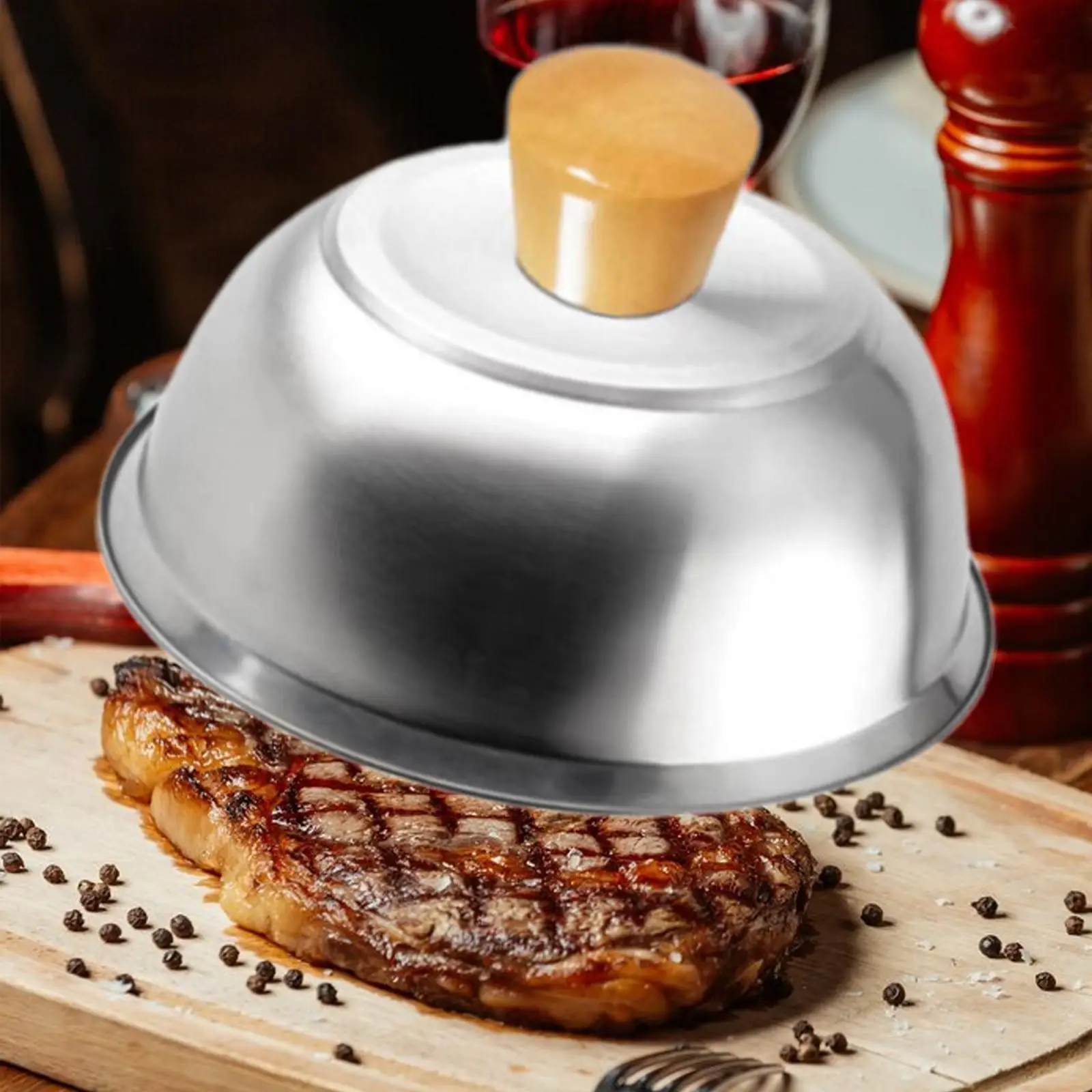 Stainless Steel Burger Cover Grill Dome Cover Round Pot Lids Cover For ...