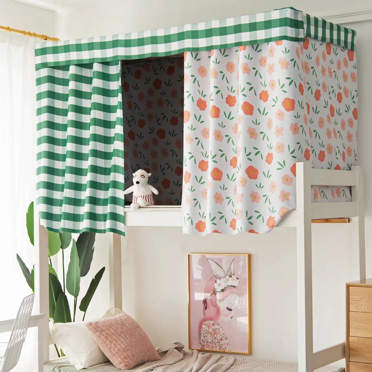 로프 및 걸쇠가 달린 프린트 기숙사 침대 커튼 대학 싱글 침대 학생 기숙사에 강한 음영 모기장 Aliexpress