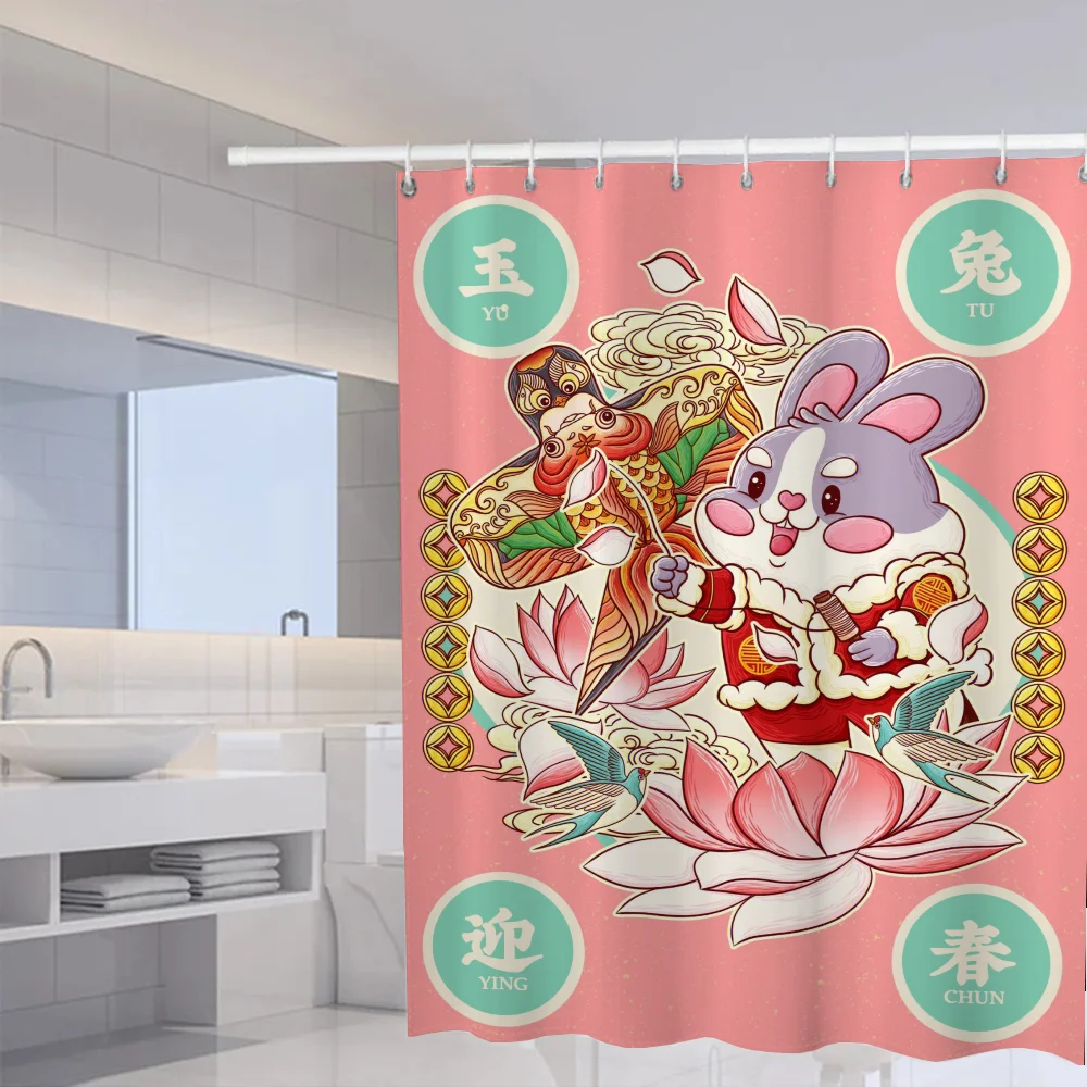 Opaque-Curtains-in-the-Bathroom-Shower-Curtain-Rabbit-Accessories-Bath ...