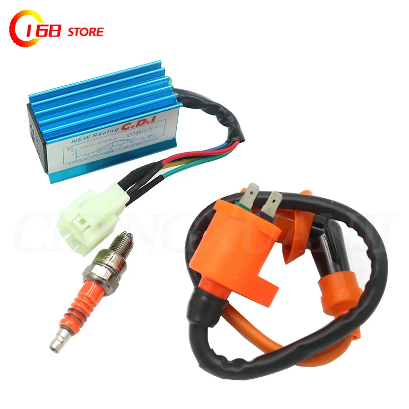 Racing-Performance-CDI-Ignition-Coil-Spark-Plug-5Pin-6Pin-Set-for-Gy6 ...