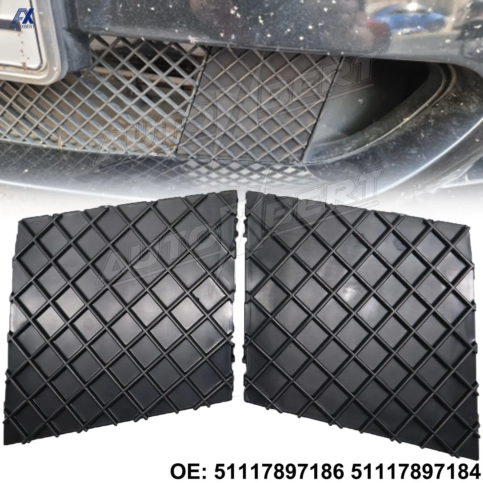 2pc Car Front Bumper Cover Lower Mesh Grill Plate Trim Cap For BMW 5 ...