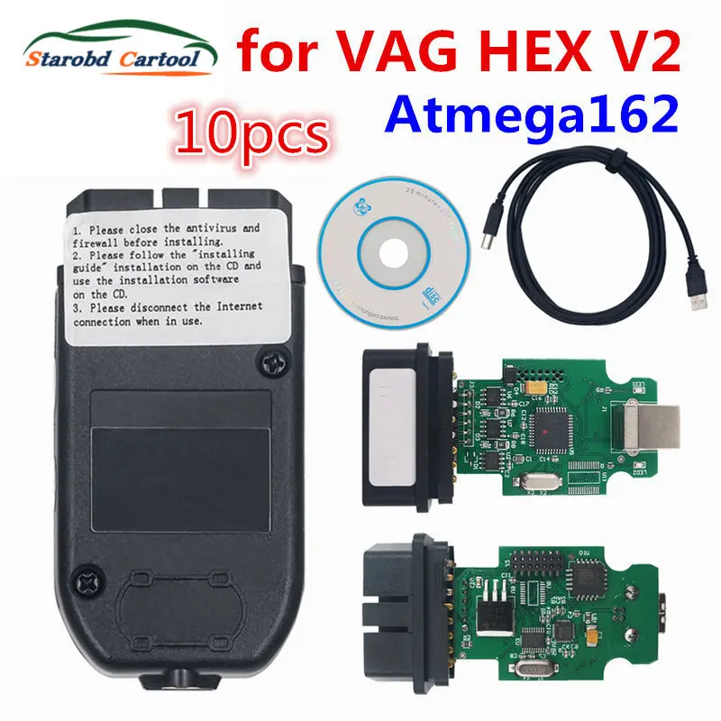 10pcs Hex V2 for VAG HEX V2 Unlimited ATMEGA162 OBD2 Scanner for VAG ...