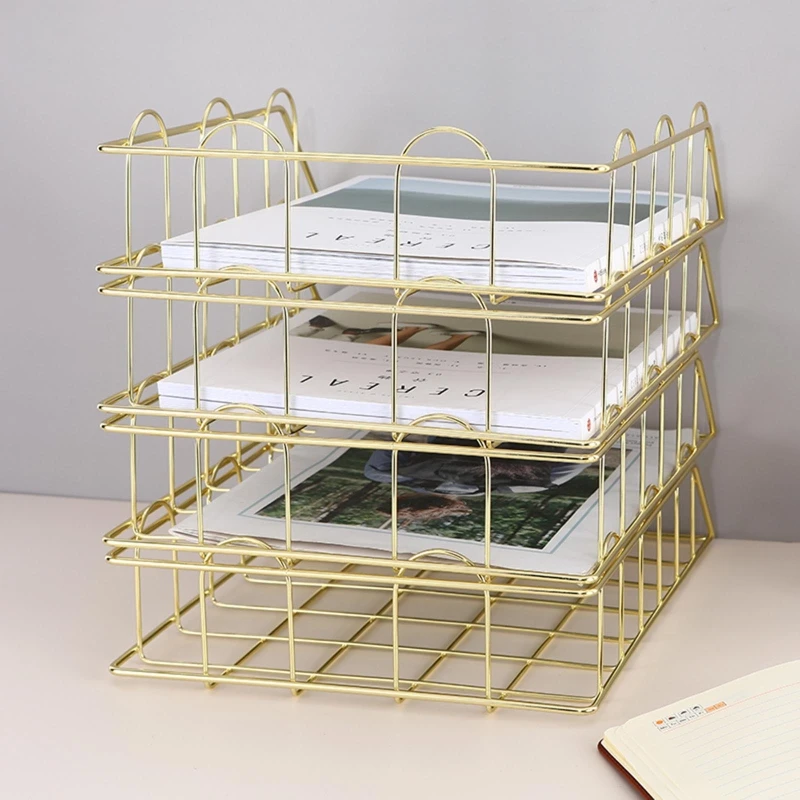 Modern Stackable Letter Tray Desktop Organizer Under Desk Hanging ...