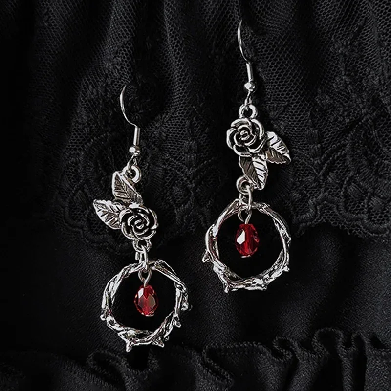 Elegant-Gothic-Thorns-Rattan-Rose-Flower-Crystal-Pendant-Earrings-For ...