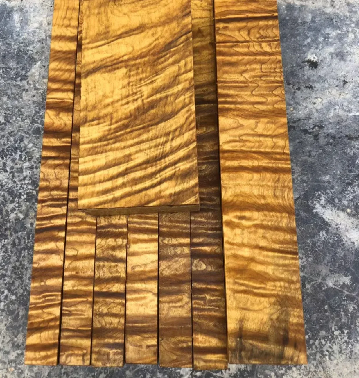 1pcs-100x50x50mm-Golden-Silkwood-Raw-Wood-Water-Wave-Pattern-Wood-Strip ...