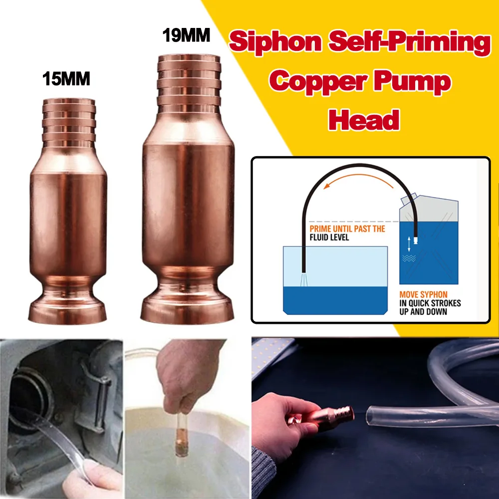 New Siphon Pump Copper Connector 15 / 19mm Siphon Self-Priming Hose ...