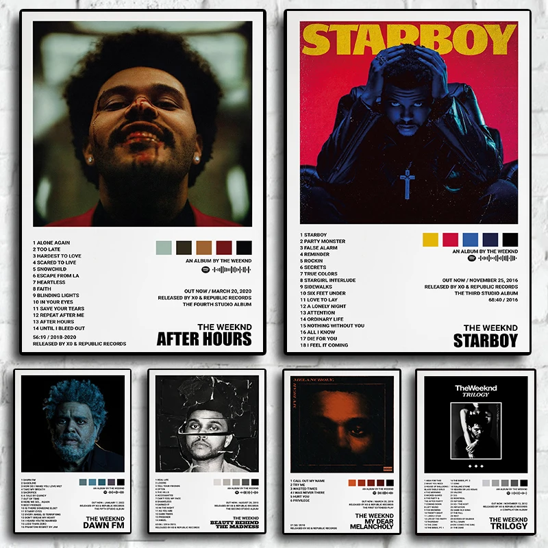 Hip-Hop-Rapper-The-Weeknd-Music-Album-STARBOY-Covers-Canvas-Painting ...
