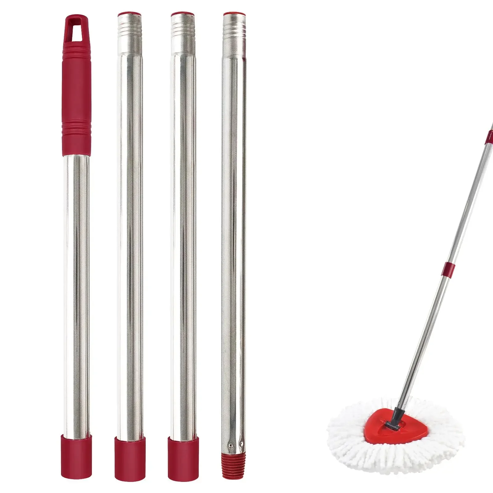 4 Section 30" to 58" Mop Handles for O-Cedar/Vileda Spin Mop & H2pro ...