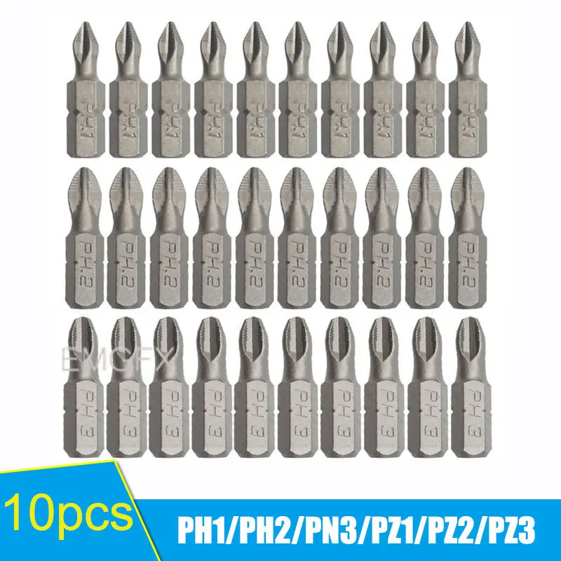 10Pcs-25mm-Phillips-Hex-Bit-Set-Shanked-Mini-Anti-Slip-Screwdriver-Bits ...