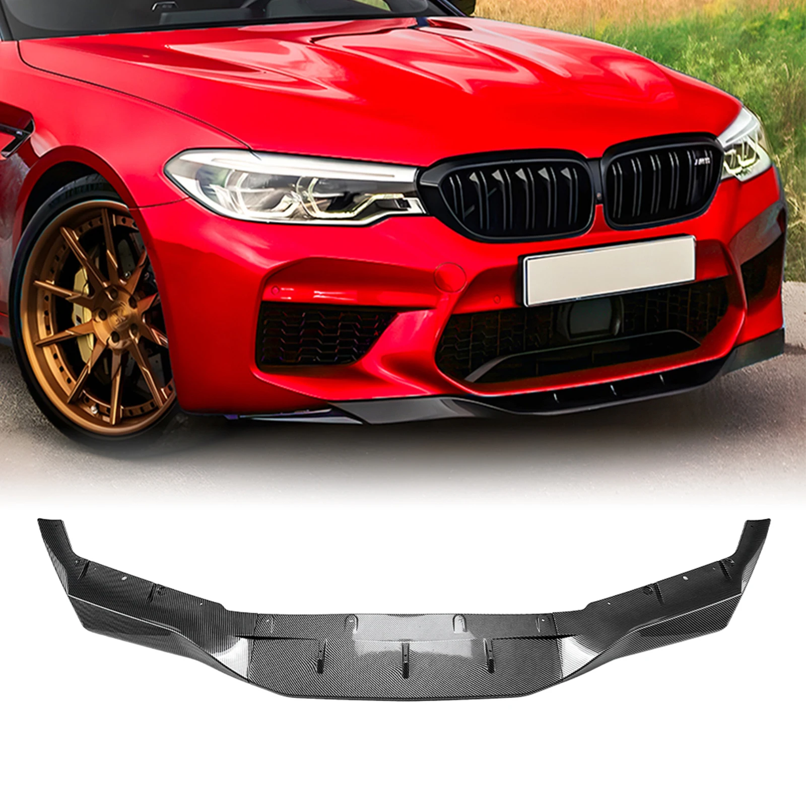 Front-Bumper-Spoiler-Lip-For-BMW-5-Series-F90-M5-2018-2020-Carbon-Fiber ...